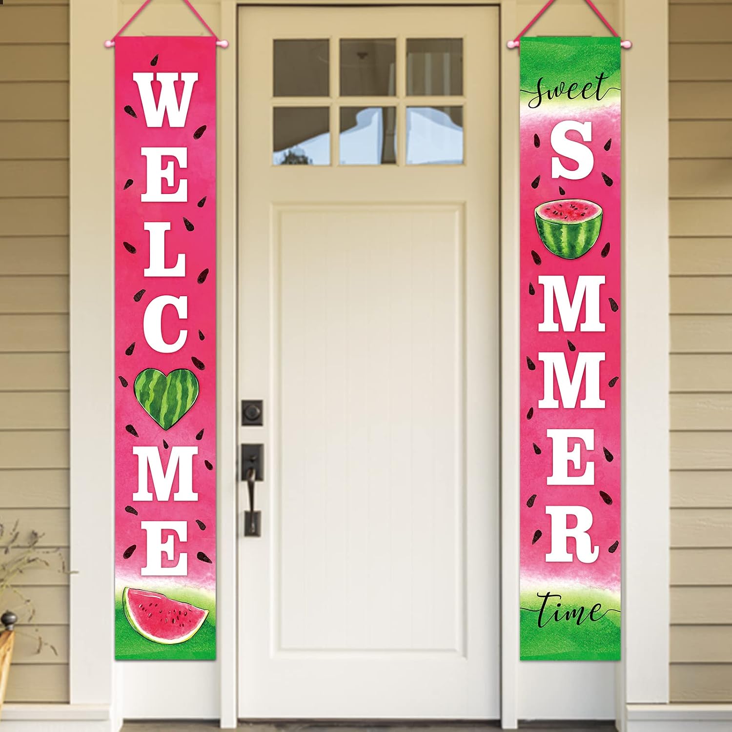Amazon.com: Deroro Welcome Summer Watermelon Porch Banner Sign, Sweet ...