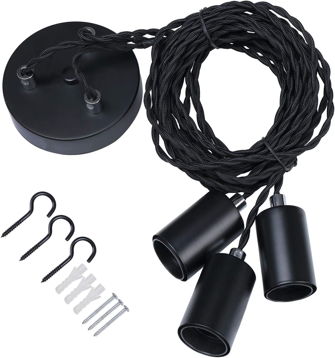 Black Industrial Pendant Light Fitting, 3lights Spider Hanging ...