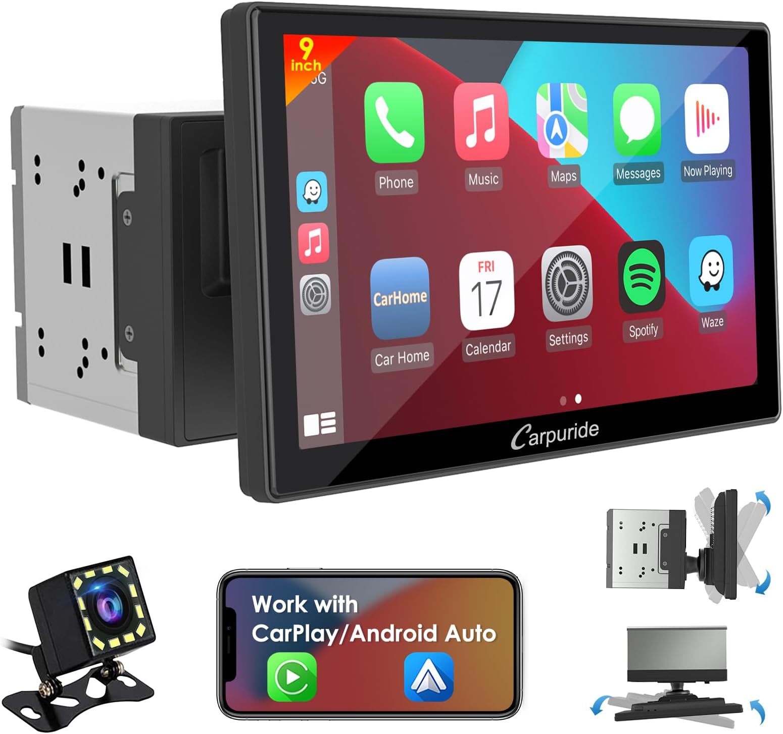 Amazon.com: Single Din Touchscreen Car Stereo - 10 Inch QLED Android ...