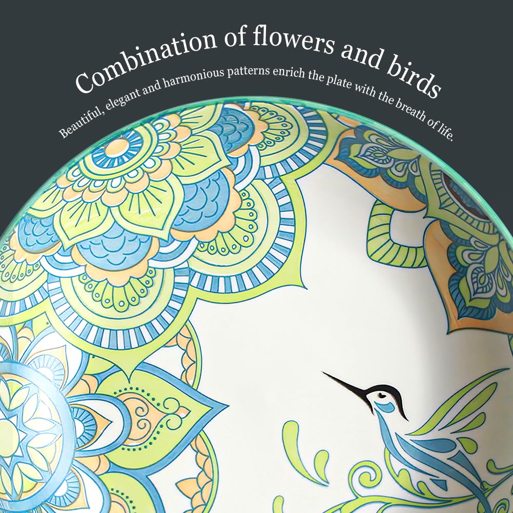 Snapklik.com : 8 Inch Ceramic Appetizer Plates,Teal Spring Bird Salad ...