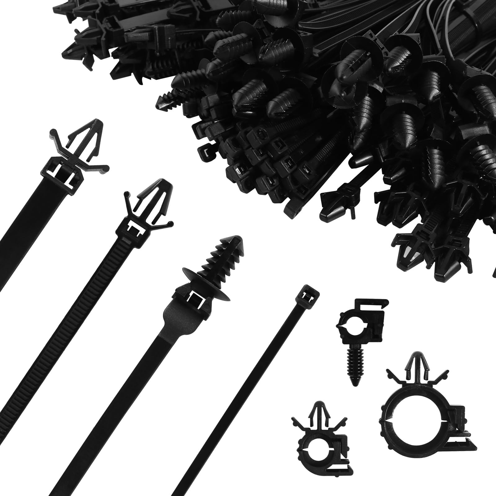 Amazon.com: 180 Pcs Push Mount Zip Ties, Zipper Clips For Cars, Zip Tie ...
