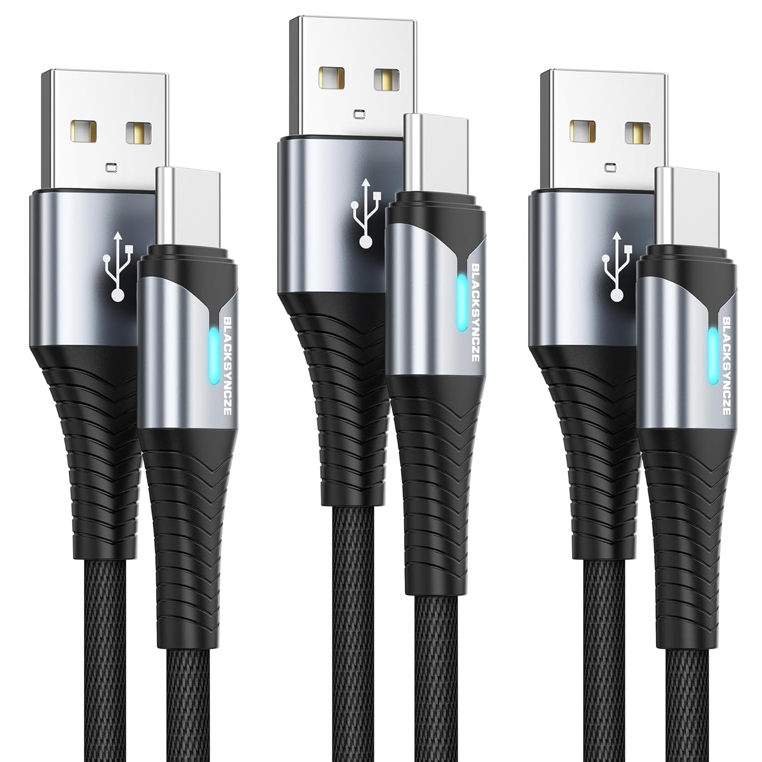 BLACKSYNCZE USB C Charger Cable, [3Pack/0.5M+2M+2M] 3.1A Type C Charger ...