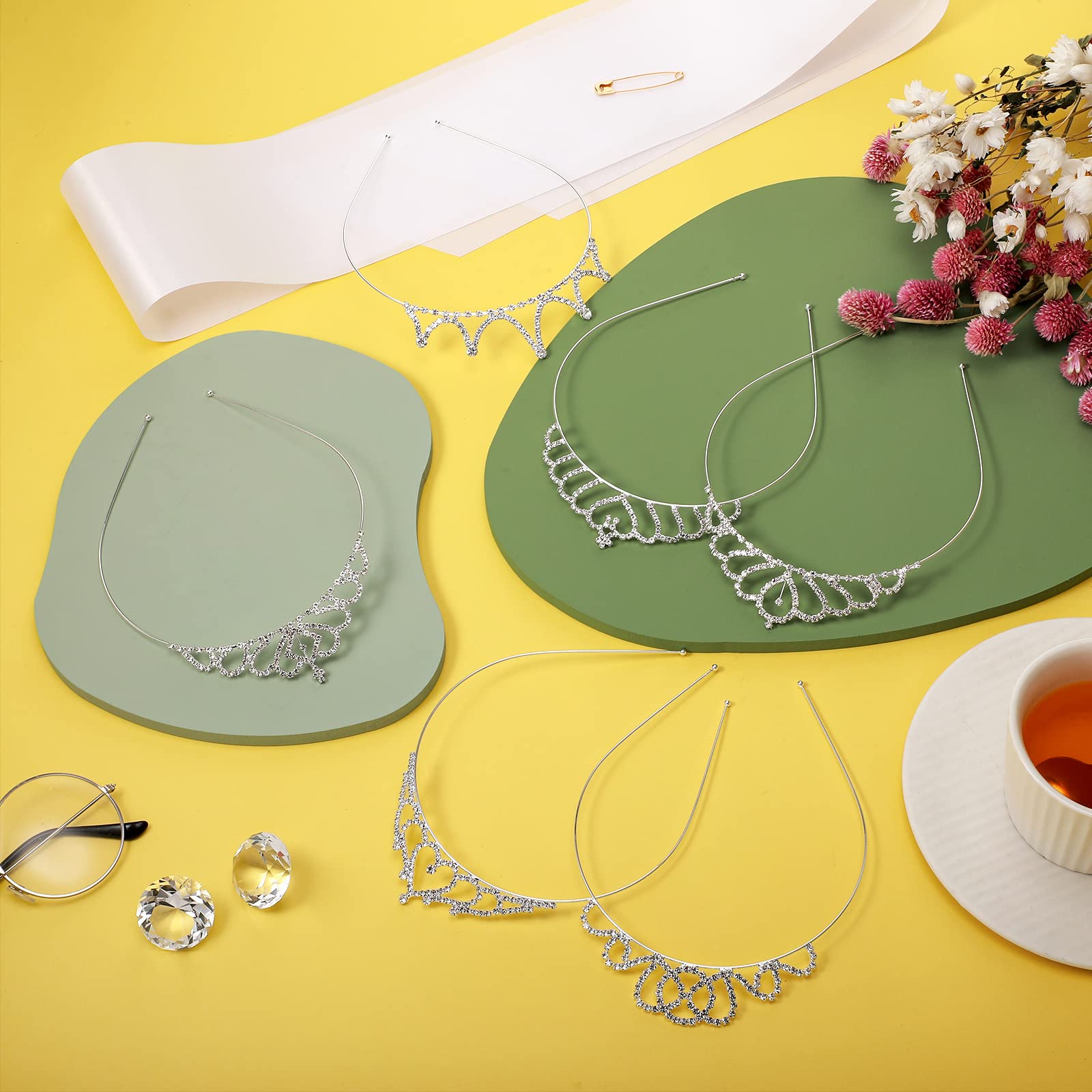 Snapklik.com : Juinte 12 Set Crown And Sashes Set Blank Satin Sashes ...