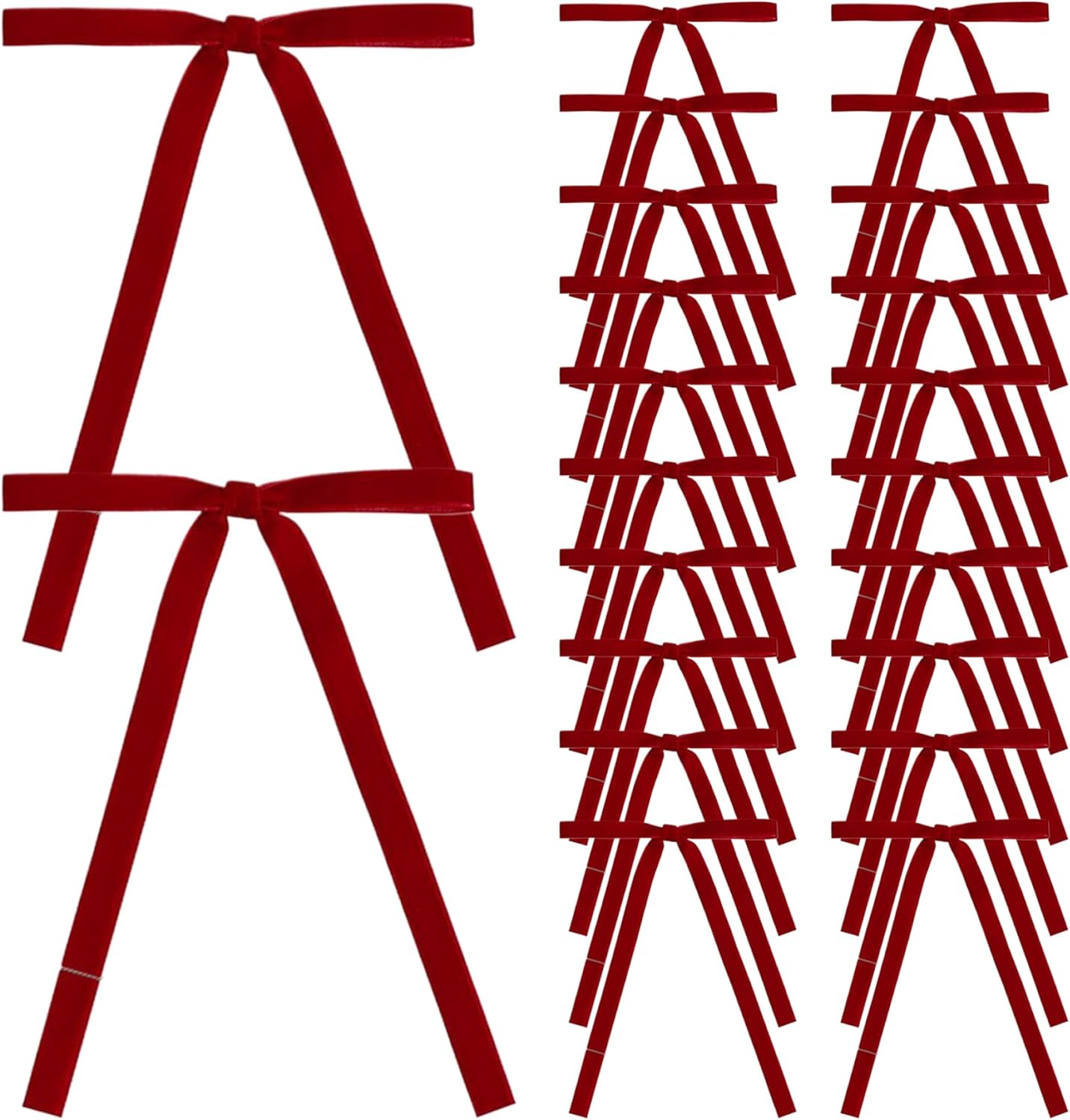 Amazon.com: Jeorywoet 24Pcs Christmas Bows Red Velvet Bows for Tree 7x5 ...