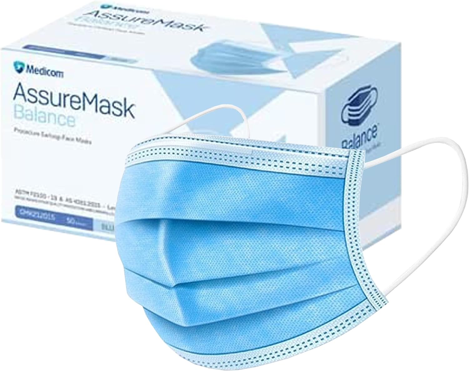 Assure Blue Disposable Face Masks - Pack of 50 PCs - Surgical Blue Face ...