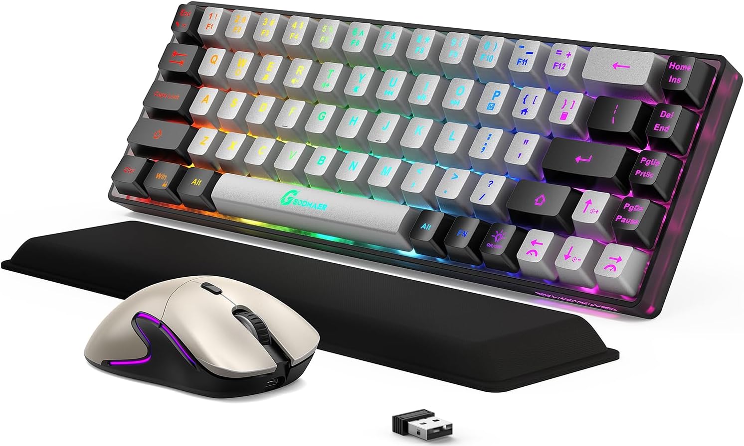Amazon.com: GEODMAER Wireless Gaming Keyboard and Mouse and RGB Mouse ...