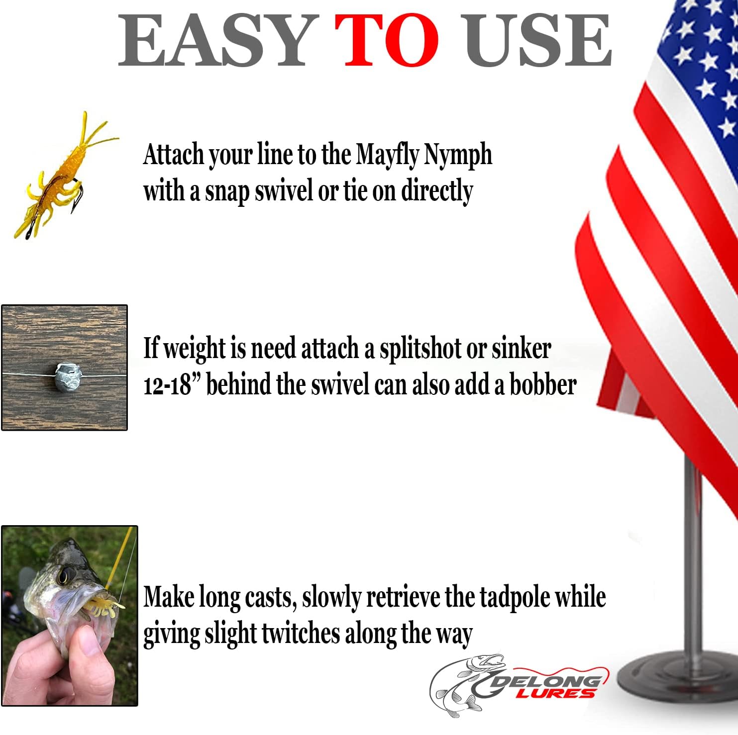 DELONG LURES - Mayfly Nymph Soft Plastic Fishing Bait Lure, Mayfly ...