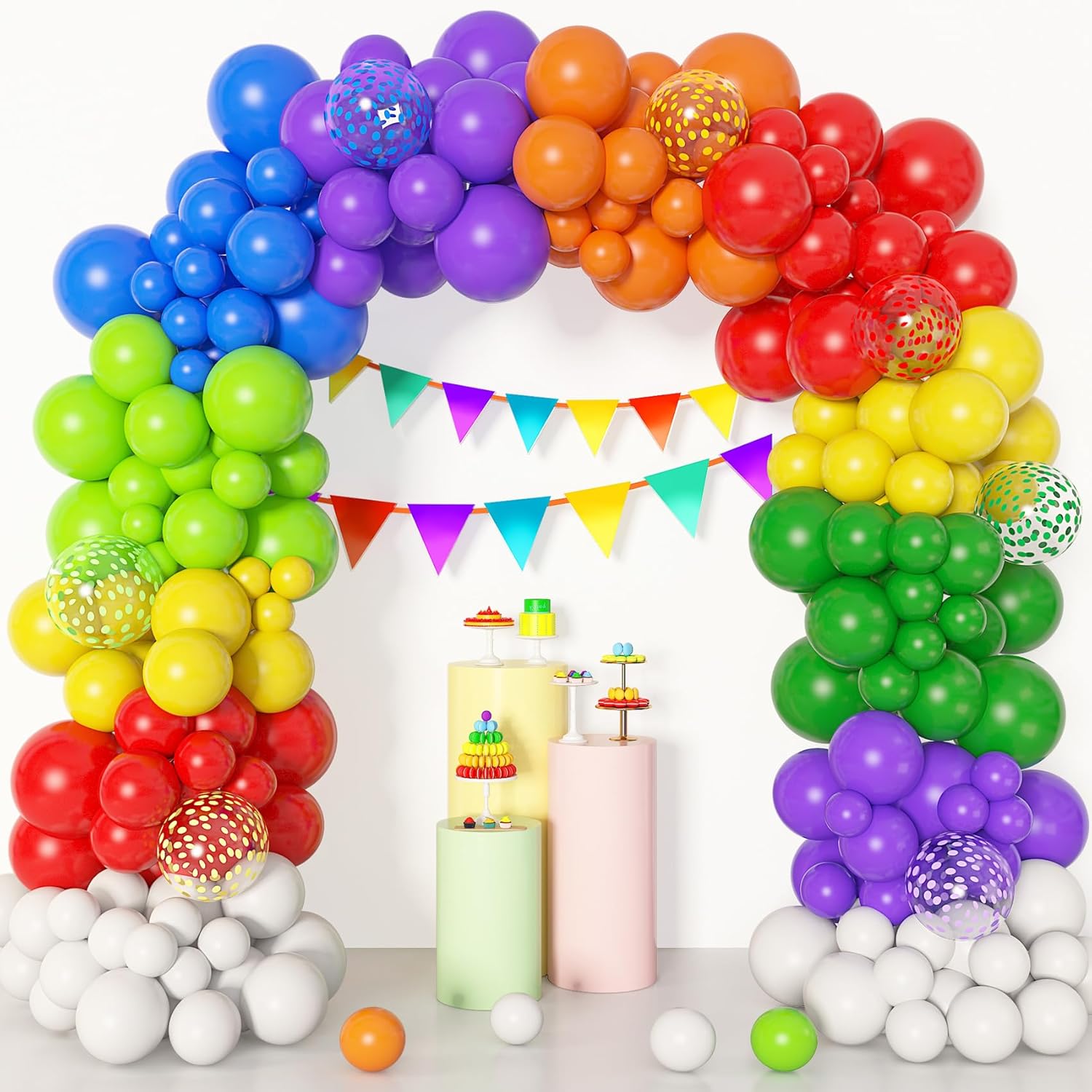 Amazon.com: 190Pcs Rainbow Balloons Garland Arch Kit, 8 Assorted Colors ...
