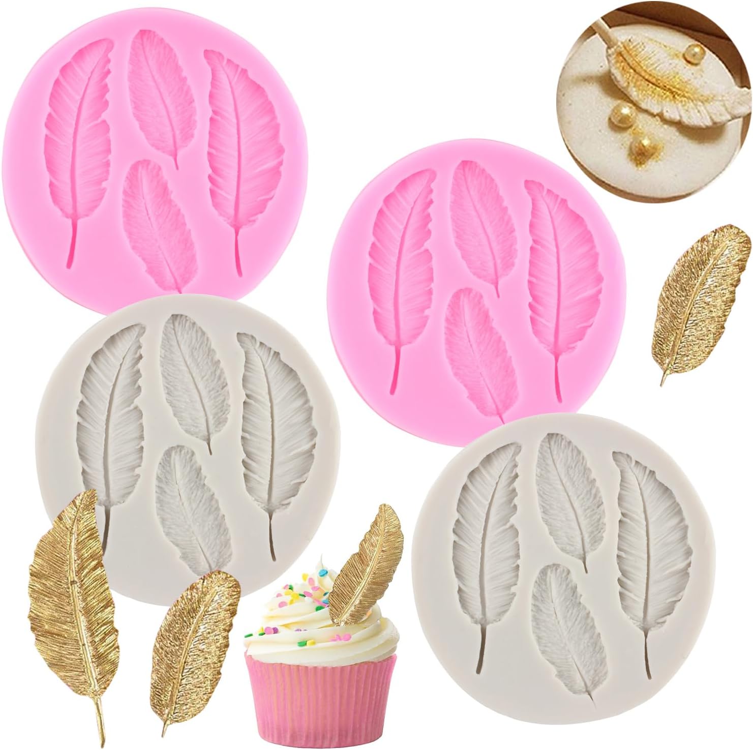 Amazon.com: Feather Candy Molds for Baking - Pink Candy Molds Silicone ...