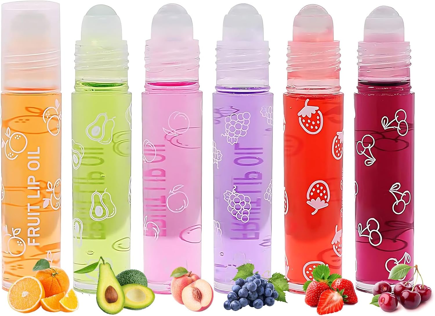 Roll On Lip Gloss Set, Frutta Sapore, Olio Idratante a Lunga Durata ...