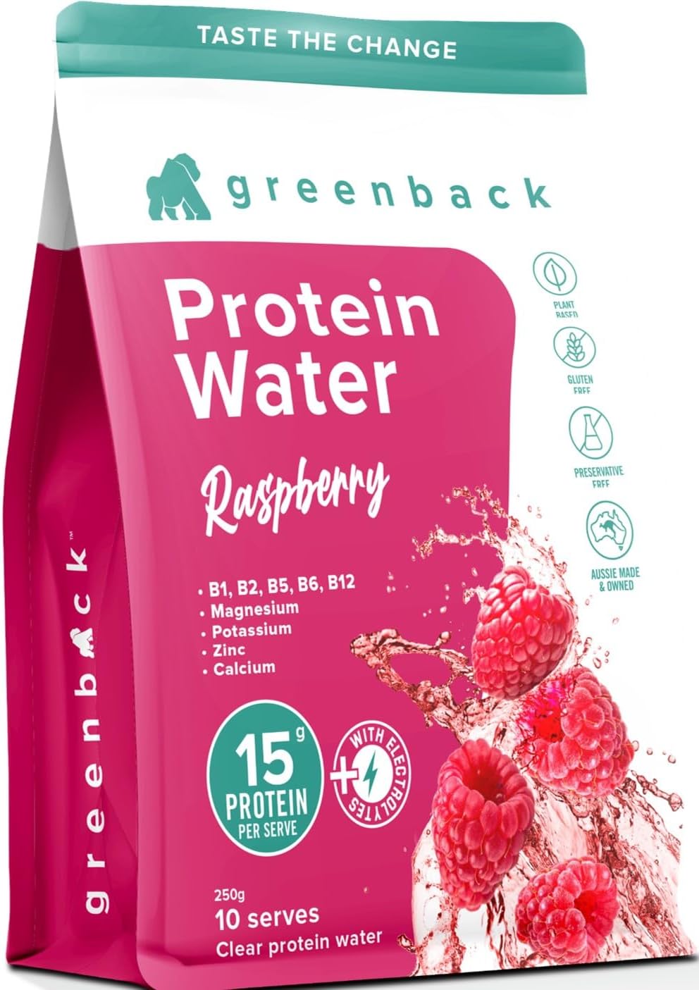 Greenback Protein Water Raspberry 250g : Amazon.com.au: Health ...