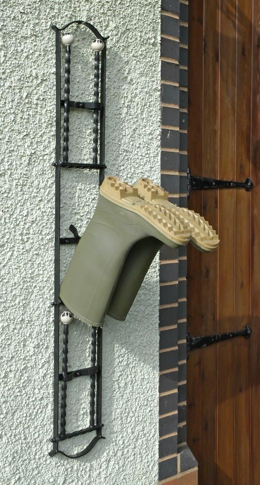 Heavy duty black welly wellington boot rack wall mounted 3 pair ...