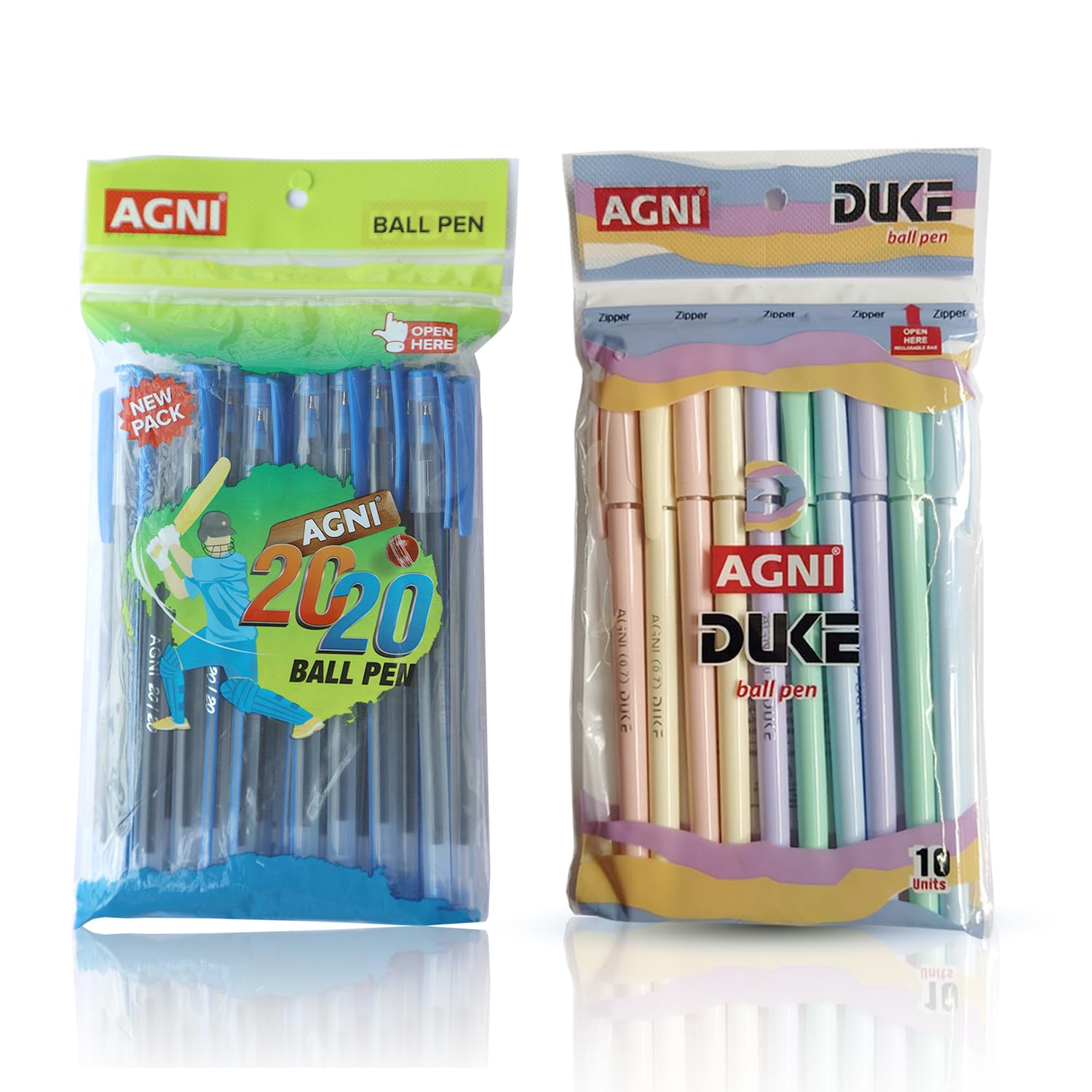 AGNI Duke & 20/20 Combo Pack | 40 * 2 Blue Ball Pens | Pack of 80 Units ...