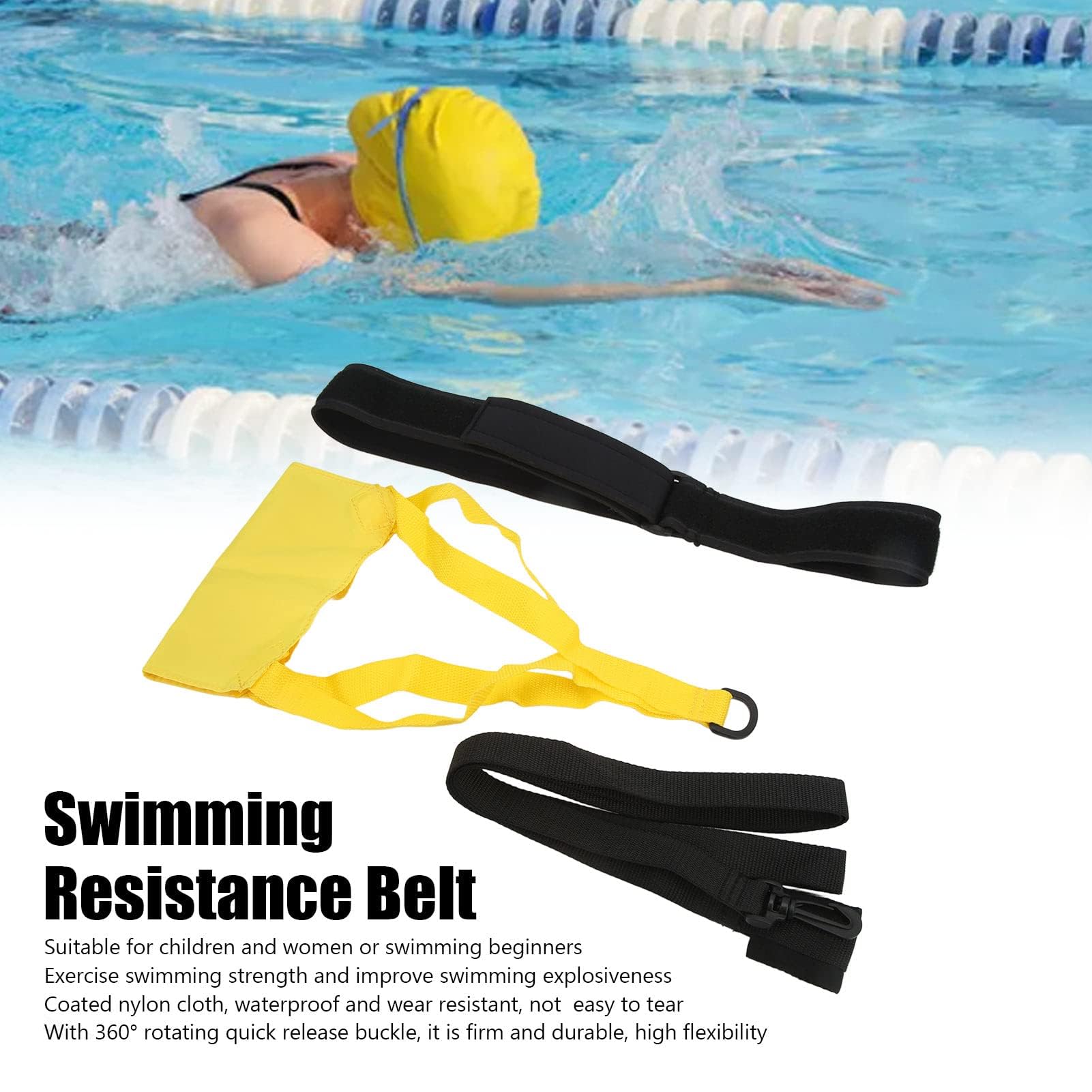 Swim Training Equipment Aquatic Resistance Belt, 3-in-1 Swimming ...