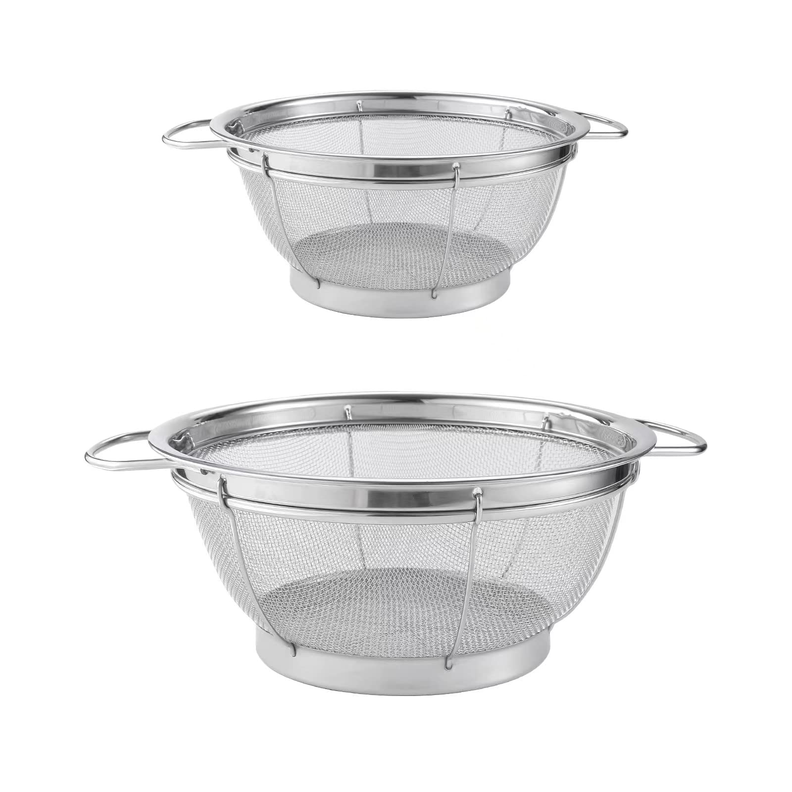 Royal Cuisine Set of 2 Stainless Steel Colanders with Loop Handles Food ...