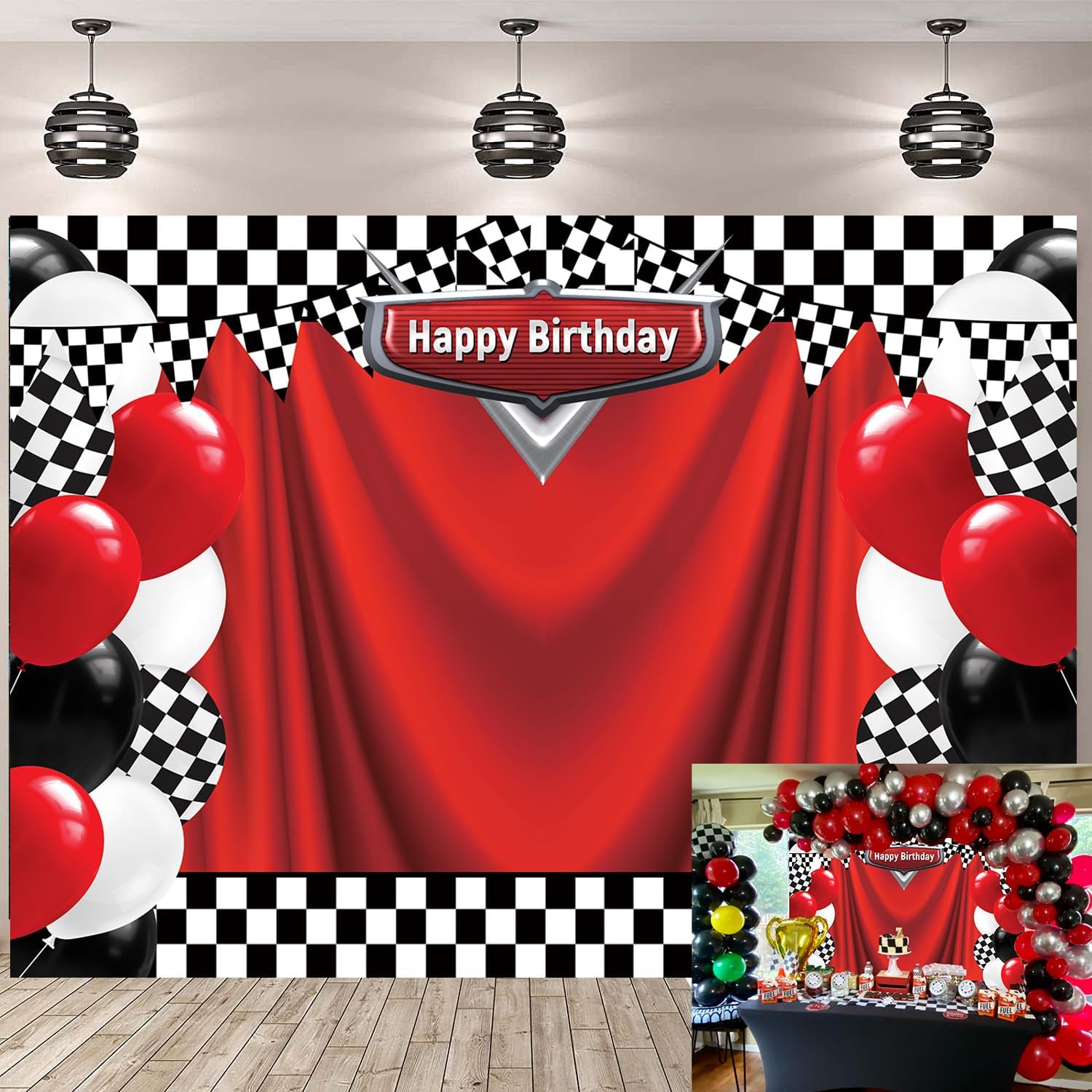Amazon.com : Race Car Happy Birthday Backdrop 7x5FT Racing Competition ...