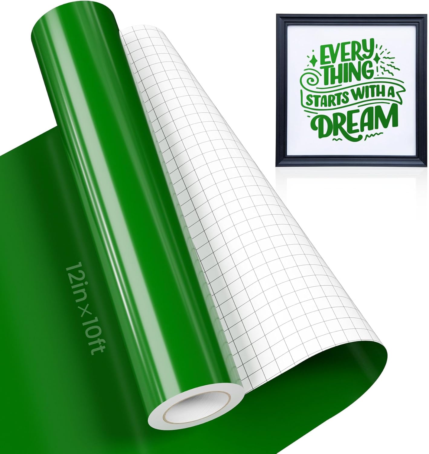 Amazon.com: Hisiu Green Permanent Vinyl- Green Vinyl for Cricut - 12" x ...