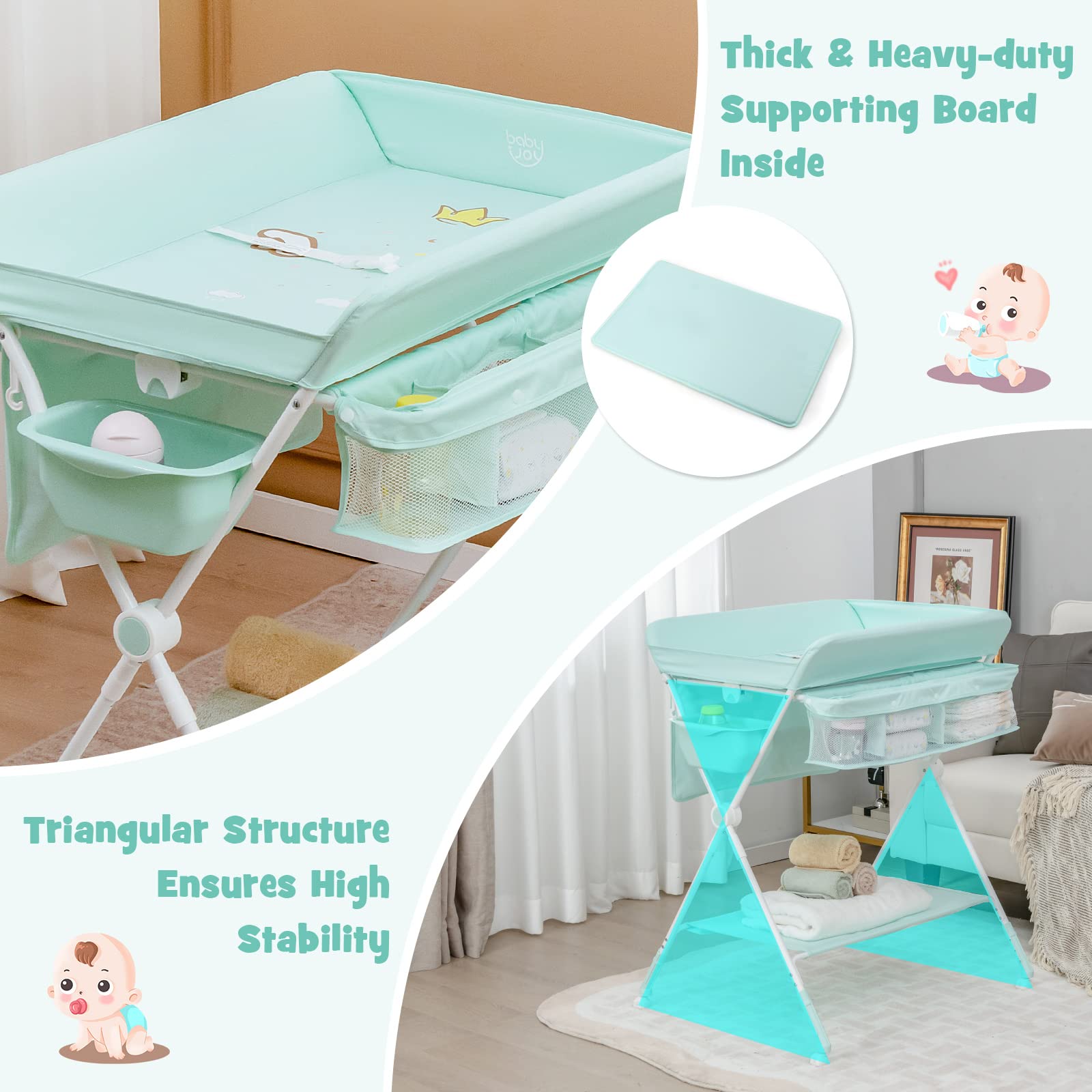 BABY JOY Baby Changing Table, Portable Folding Diaper Changing Station ...