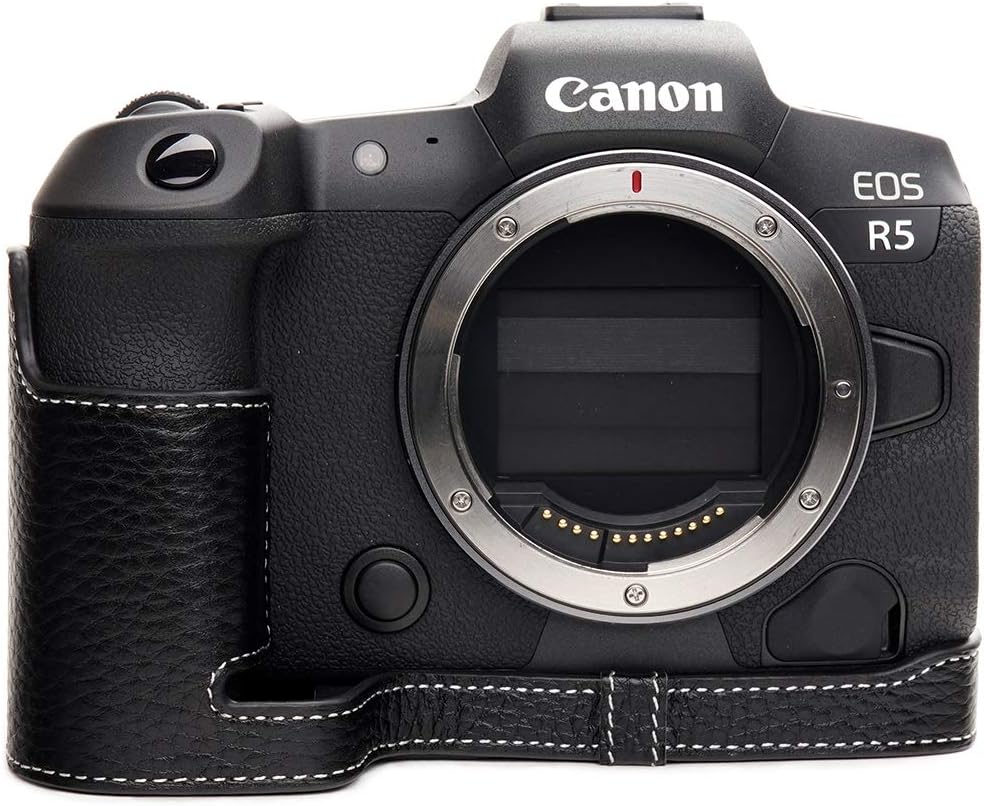 R5 R6 Case, Zakao Handmade Genuine Real Leather Half Camera Case Bag ...