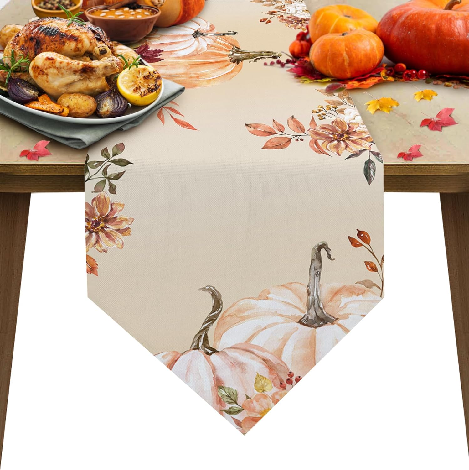 Amazon.com: Thanksgiving Fall Cotton and Linen Triangle Table Runners ...
