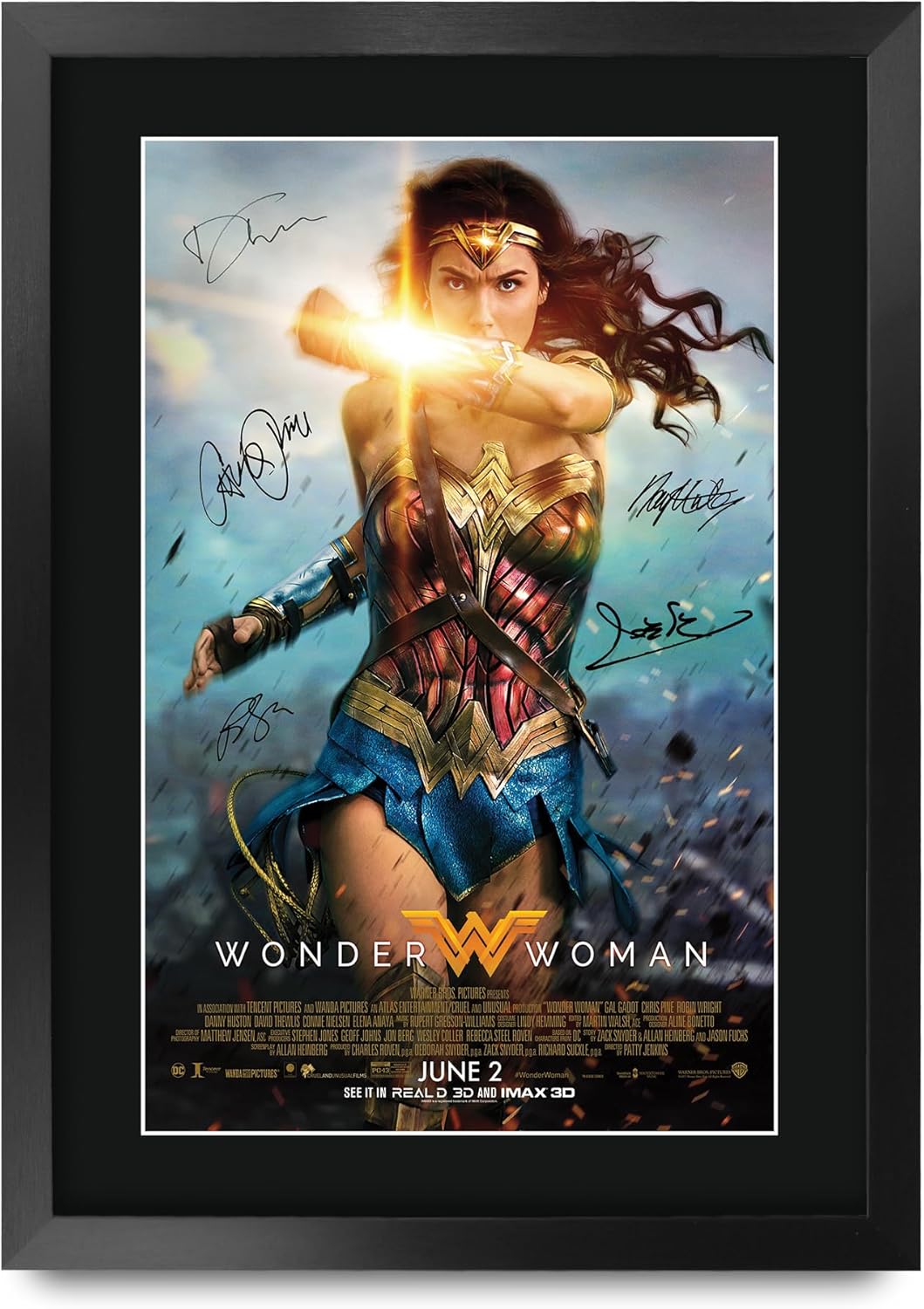 Amazon.com: HWC Trading Wonder Woman 2017 Gal Gadot 16 x 12 inch Gifts Printed Poster Signed ...