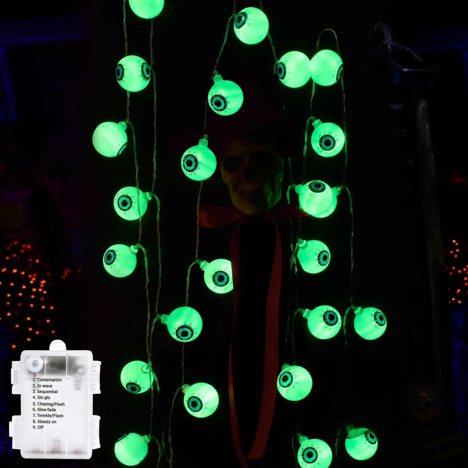 16.4FT 30 LED Halloween Decorations Eyeball String Lights Decor ...