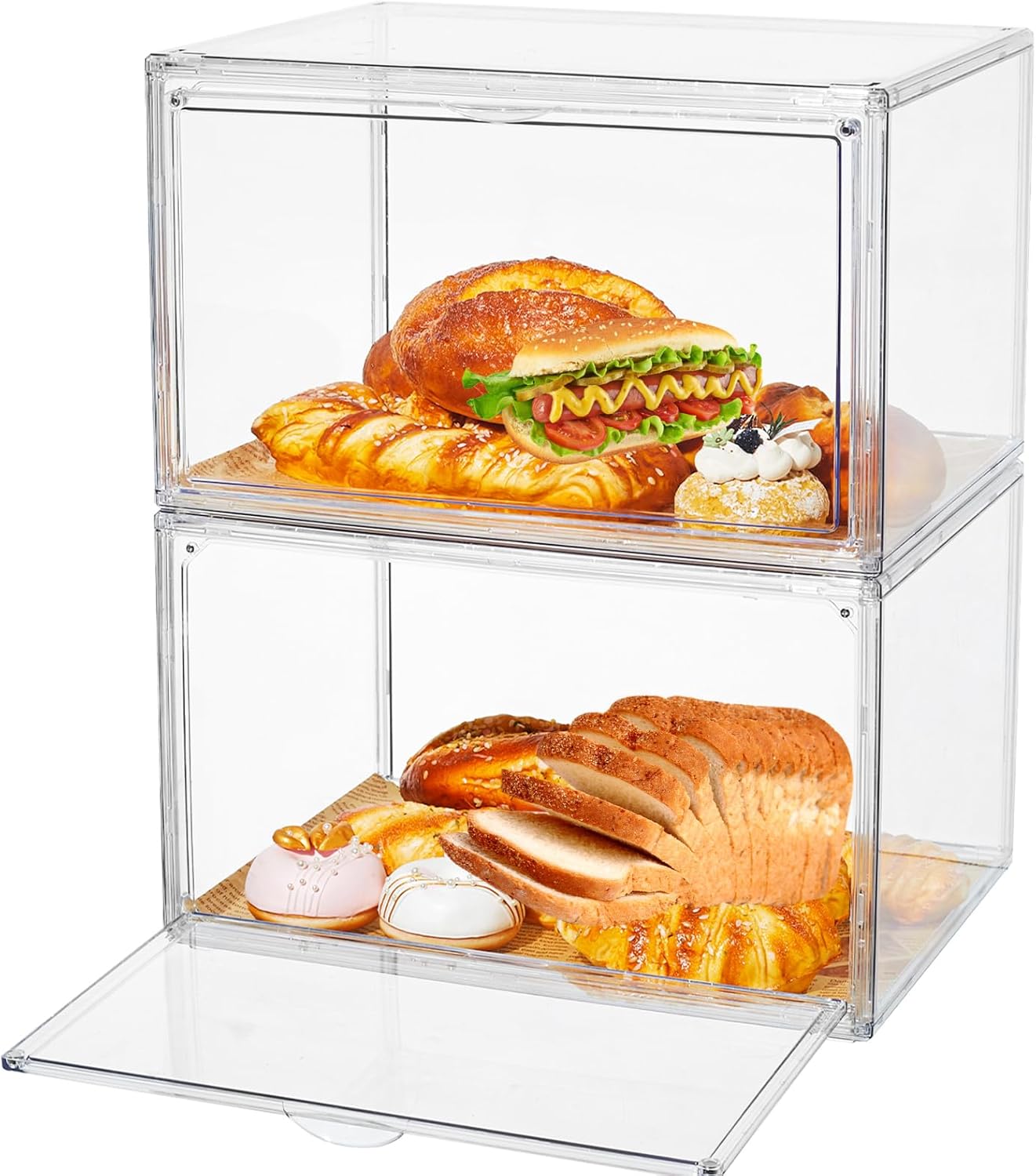 Amazon.com: ORGIDOL Bread Box Clear 2 Packs Bread Box for Homemade ...