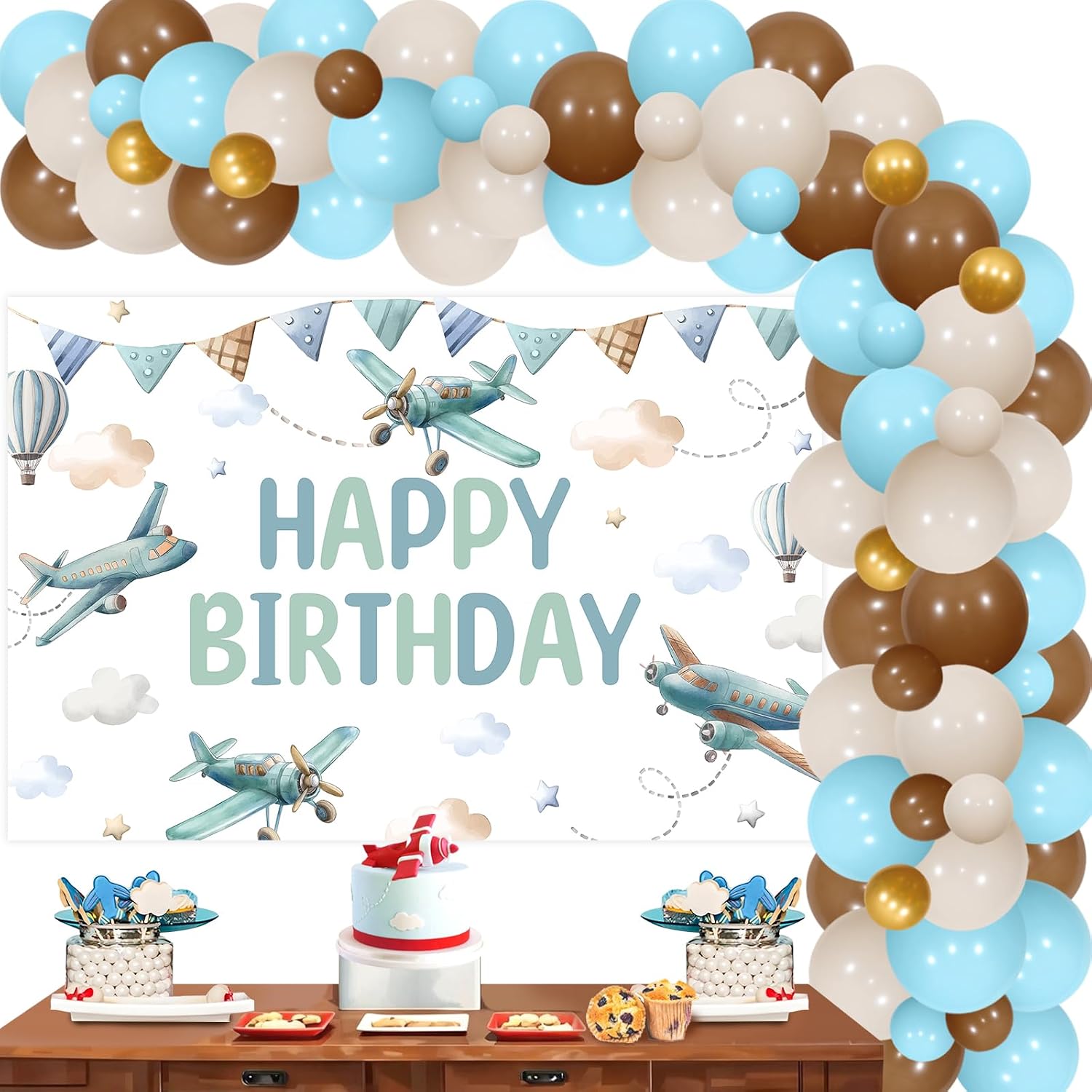 Amazon.com: Kreatwow Vintage Airplane Birthday Decoration Vintage ...