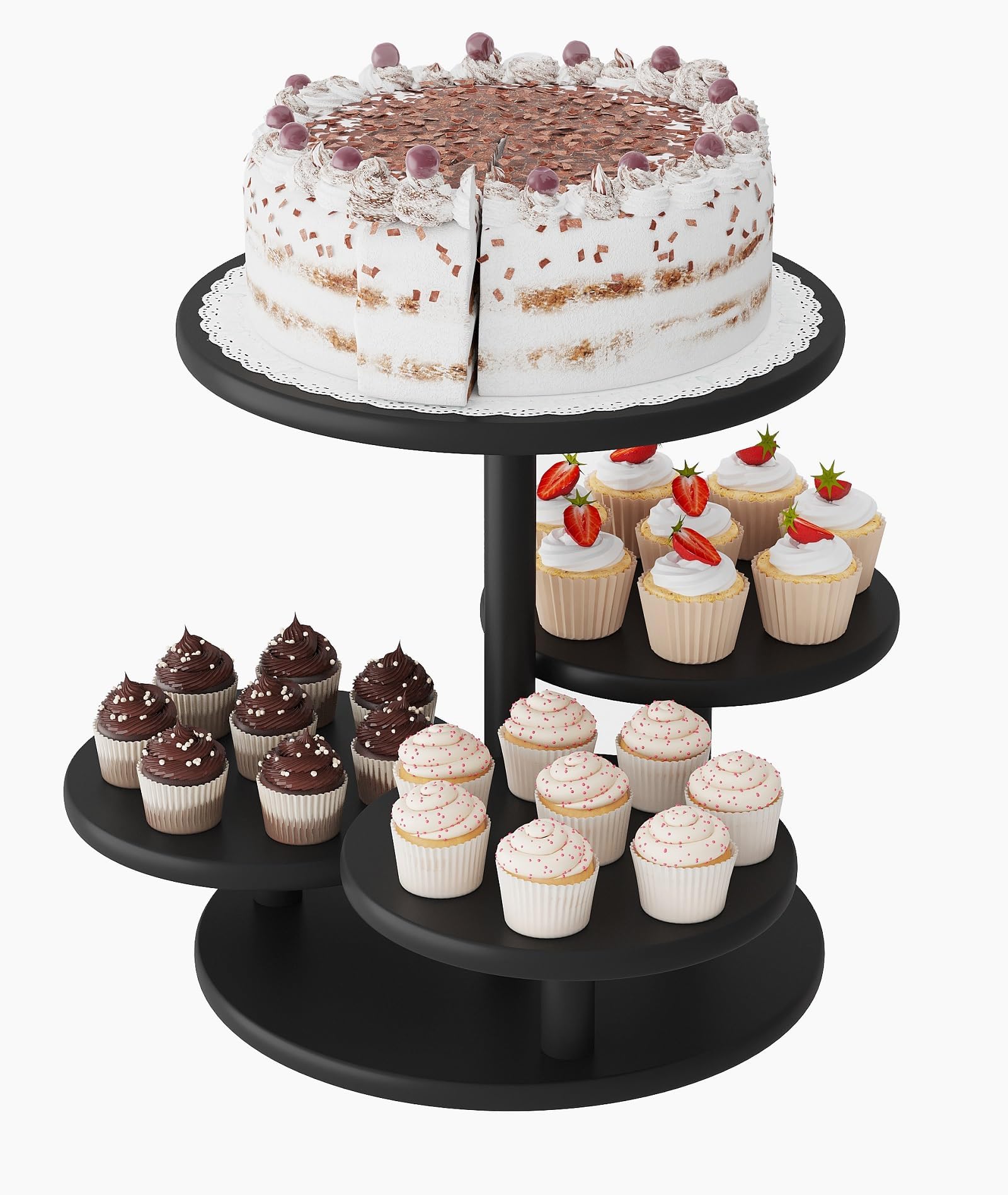 Amazon.com: Stylz 4 Tier Modern Wooden Cupcake Display Stand - Cake ...