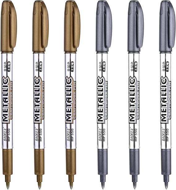 6 Gold Und Silbermarker - Goldener Stift Fine Point - Stifte Gold ...