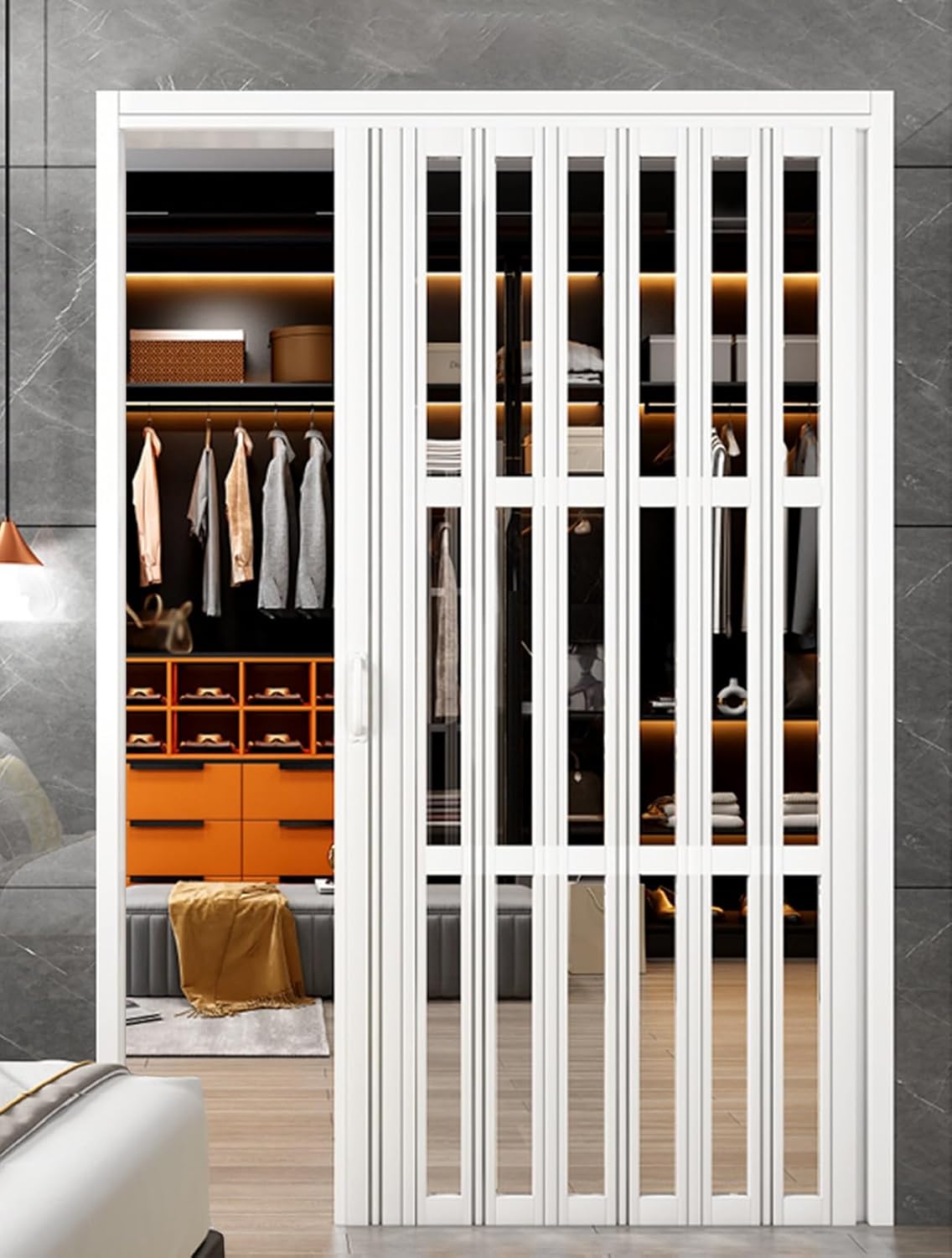 Amazon.com: Vinyl Panel Single Folding Accordion Door w/ Flexible ...