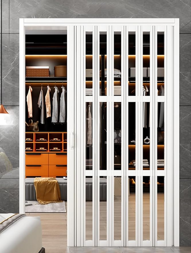 Amazon.com: Vinyl Panel Single Folding Accordion Door w/ Flexible ...