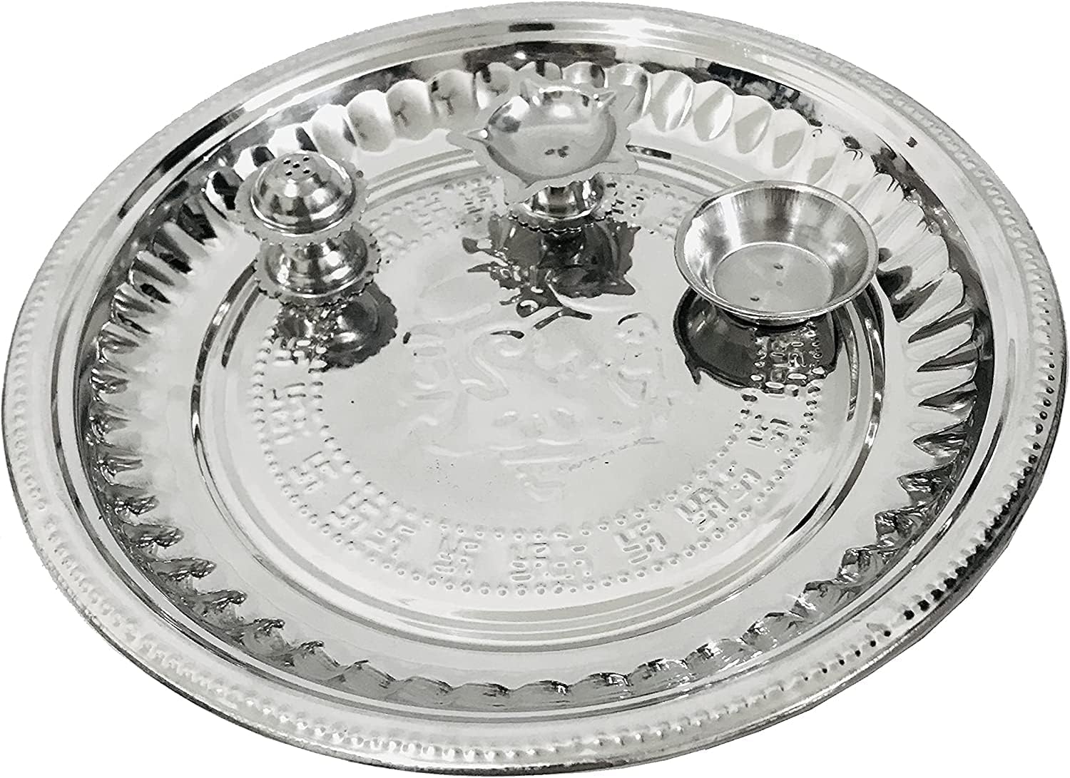 KUNAL Stainless Steel Pooja Thali Plate Incense Holder Stand, Jyot ...