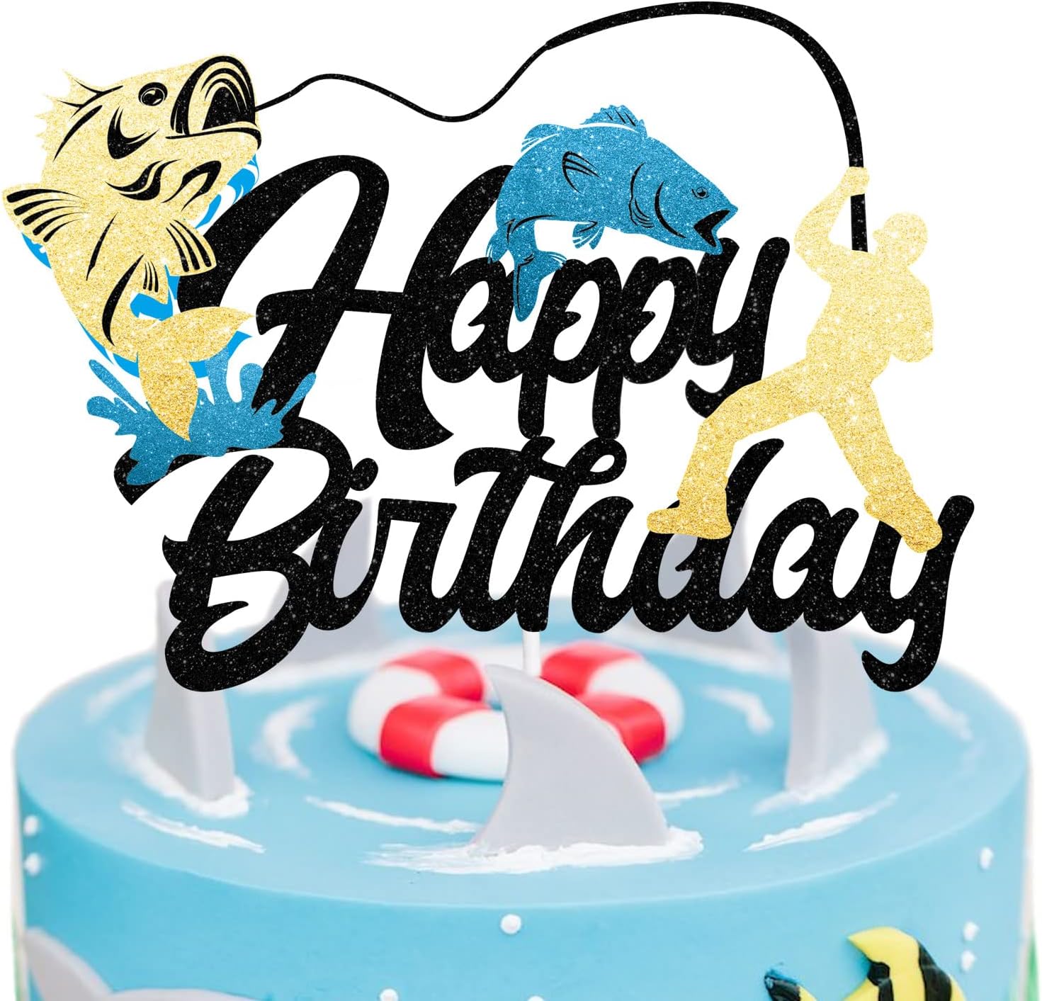 Amazon.com: Angler Birthday Cake Topper - Fishing themed party or ...