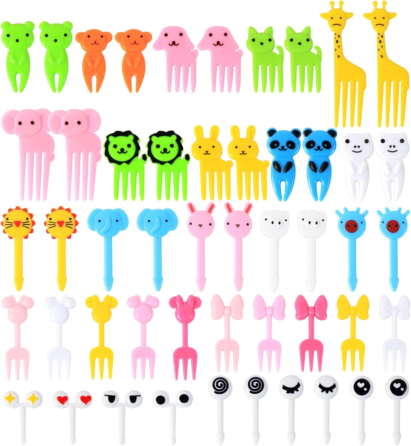 Redamancy Plastic Animal Fruit Fork, 50 Pcs Cute Fruit Forks Mini ...