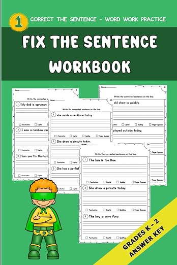 Fix The Sentence Workbook | Correct The Sentence | 5 words | Word Work ...