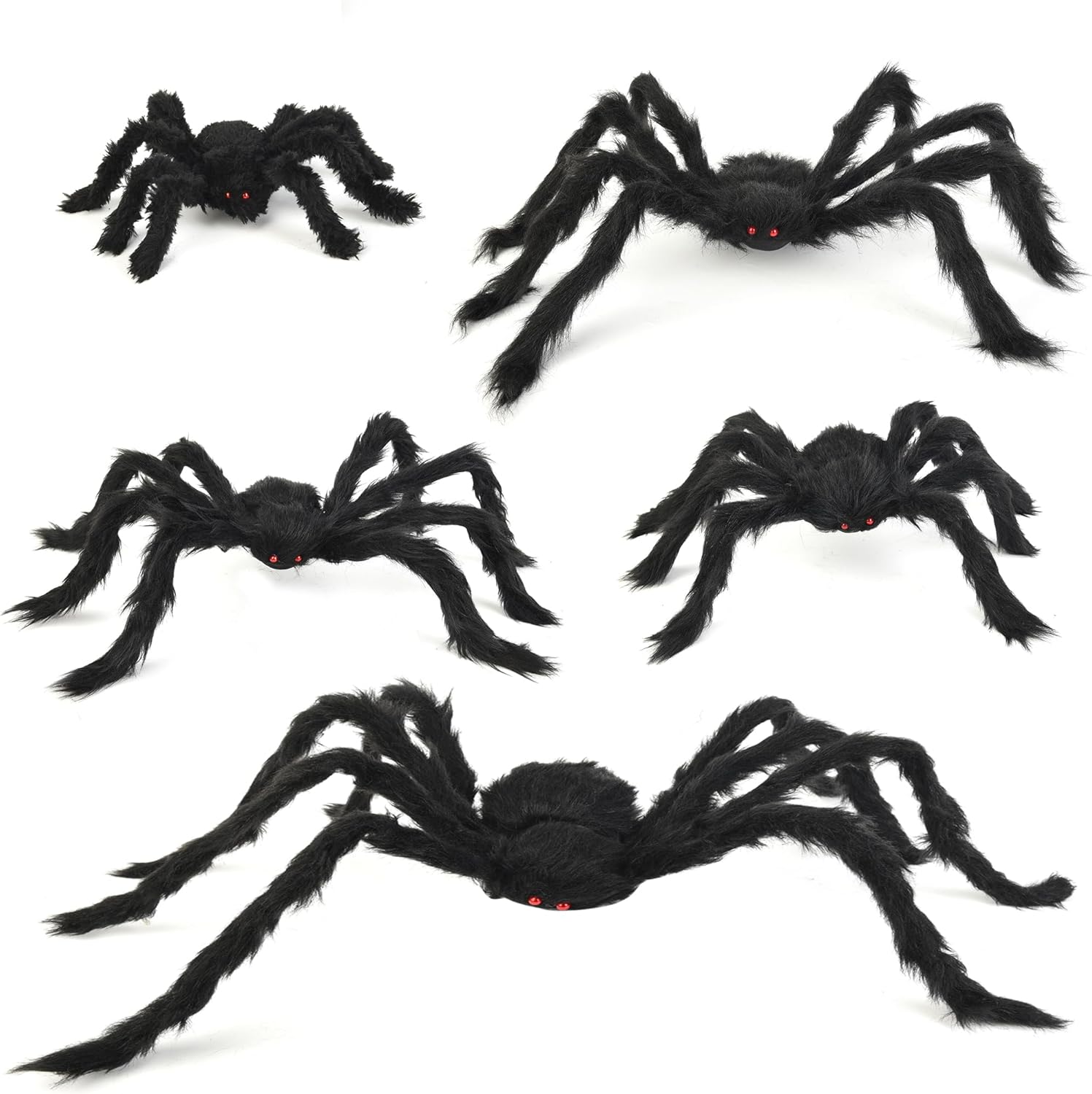 Amazon.com : Wookiwuki Fake Spiders Halloween Spider Decorations, 5 ...