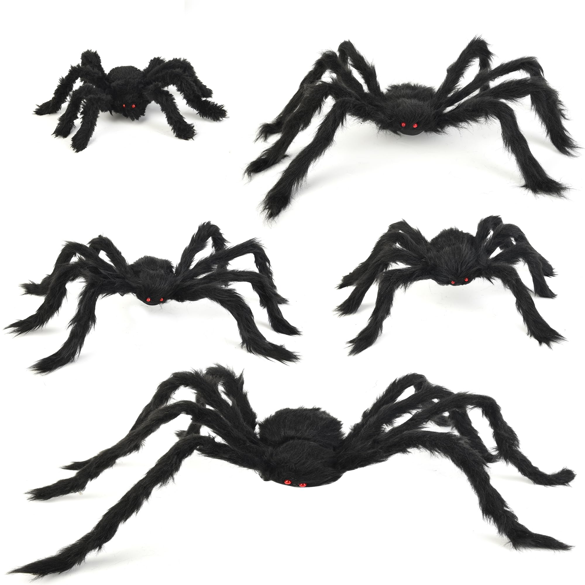 Amazon.com : Wookiwuki Fake Spiders Halloween Spider Decorations, 5 ...