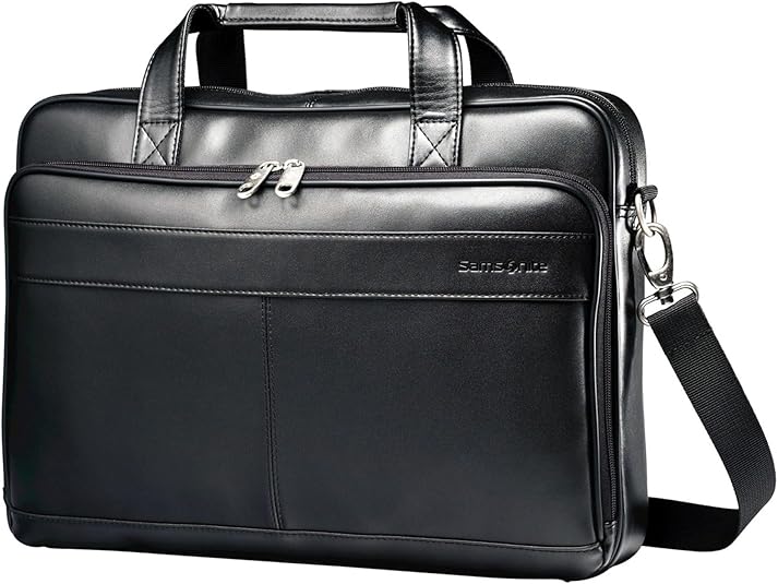 Amazon.com | Samsonite Leather Slim Briefcase, Black, 16 Inch | Briefcases