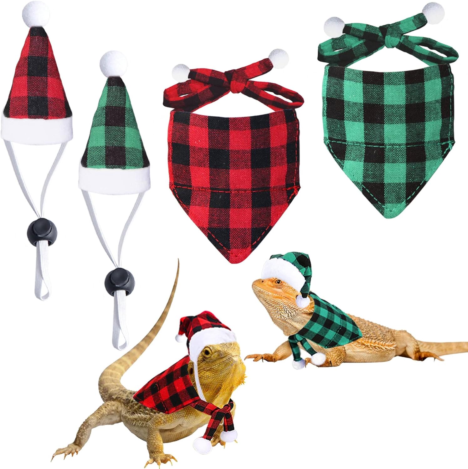 Amazon.com : JOTFA 4 Pieces Christmas Bearded Dragon Costumes, Lizard ...