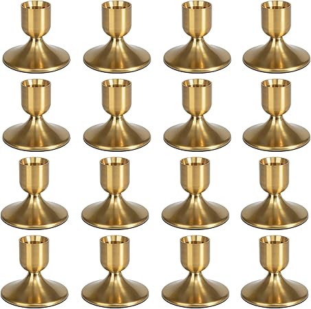 Amazon.com: 16Pcs Gold Candle Holders Metal Taper Candlesticks Holders ...