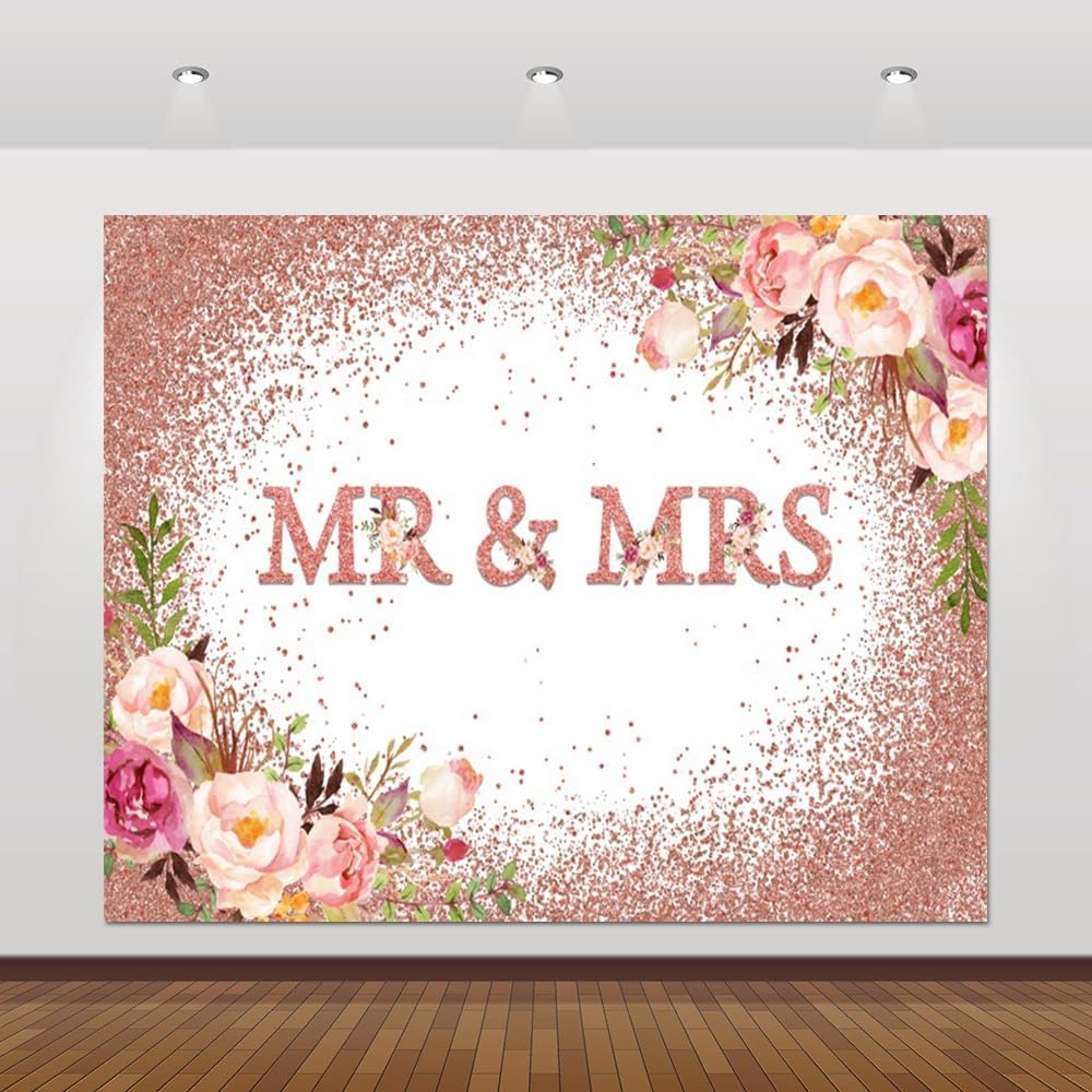 Amazon.com : Mr & Mrs Engagement Backdrop Bridal Shower Engaged ...