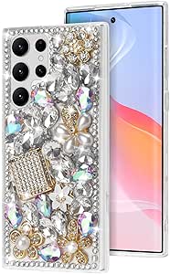 Amazon.com: Losin Compatible with Galaxy S22 Ultra Bling Case for Women Girls Luxury 3D Sparkle ...