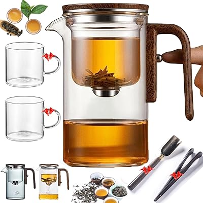 Amazon.com: ZENS Modern Glass Tea Infuser Teapot, Smart One Touch Tea ...