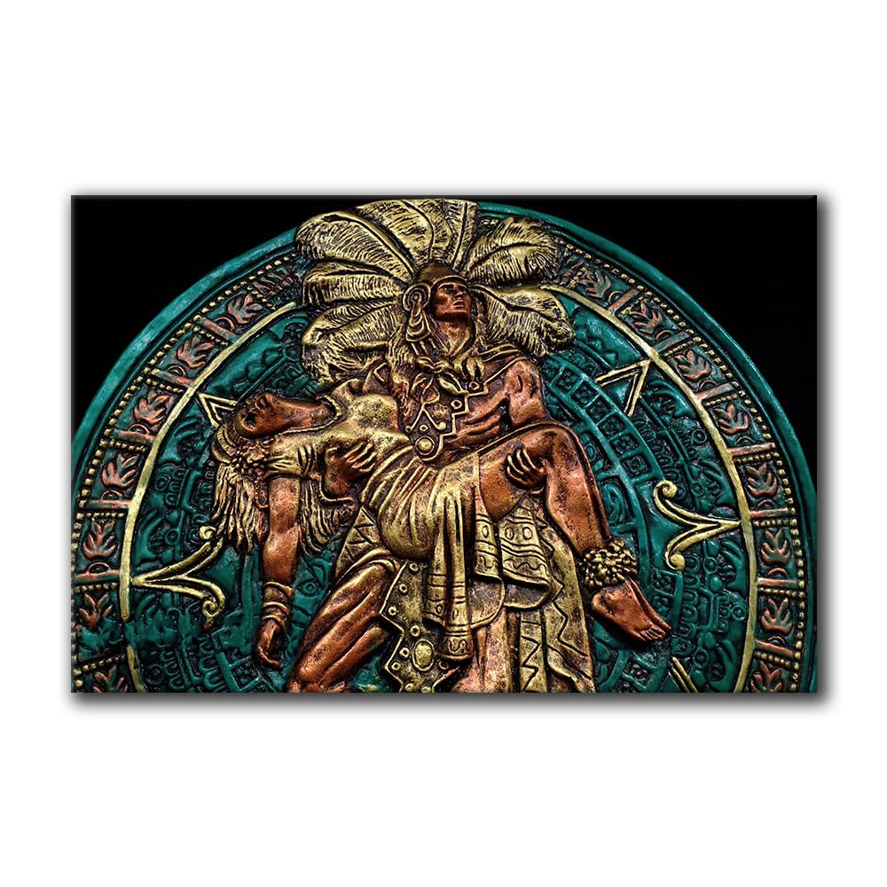 Amazon.com: Mexican Art Indian Canvas Prints Mayan Aztec Calendar ...