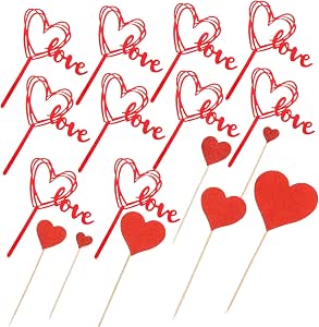 Amazon.com: 20pcs Love Theme Cake Insert Toppers Valentine Love Picks ...