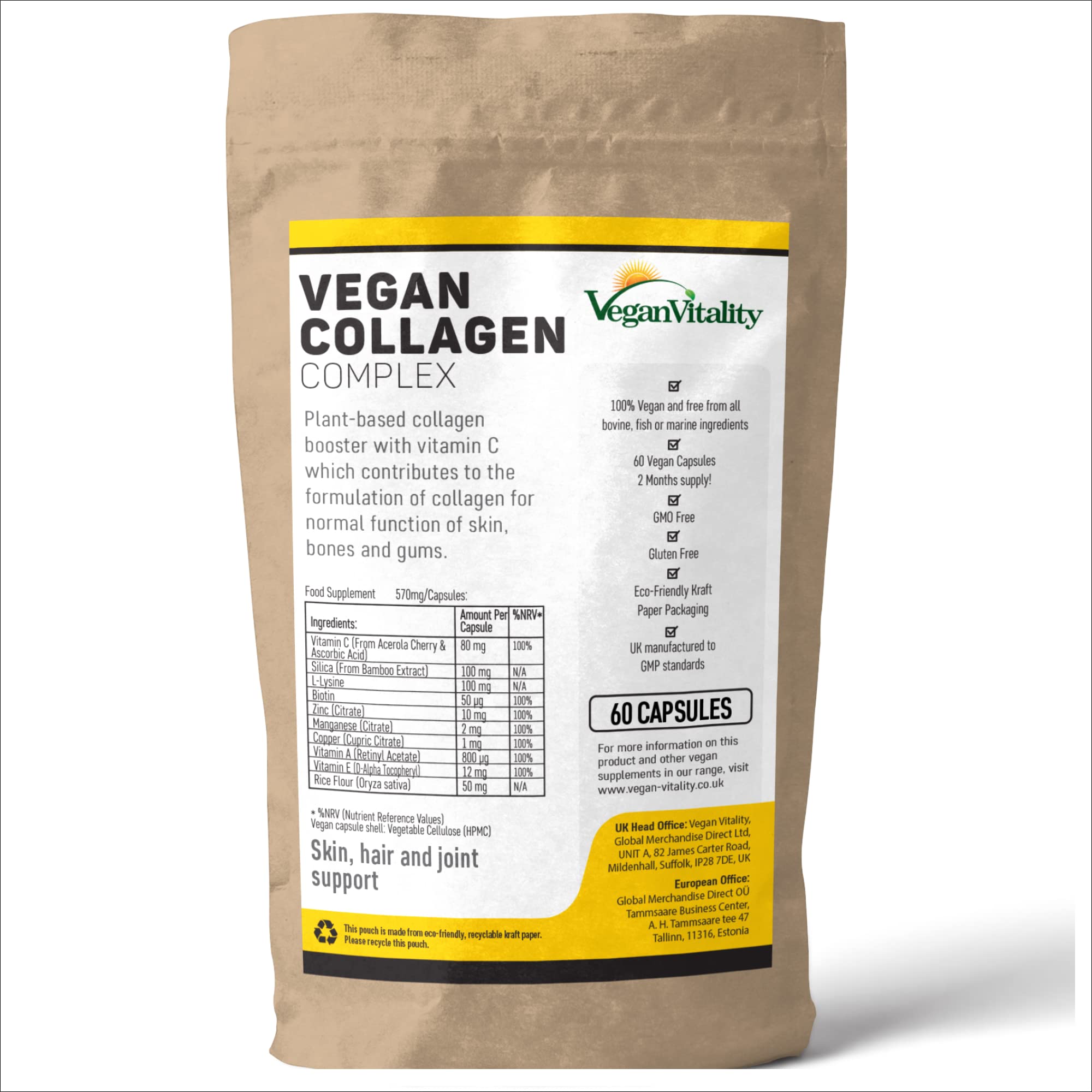 Buy Vegan Collagen Supplement for Skin, Hair, Nails & Joints with ...