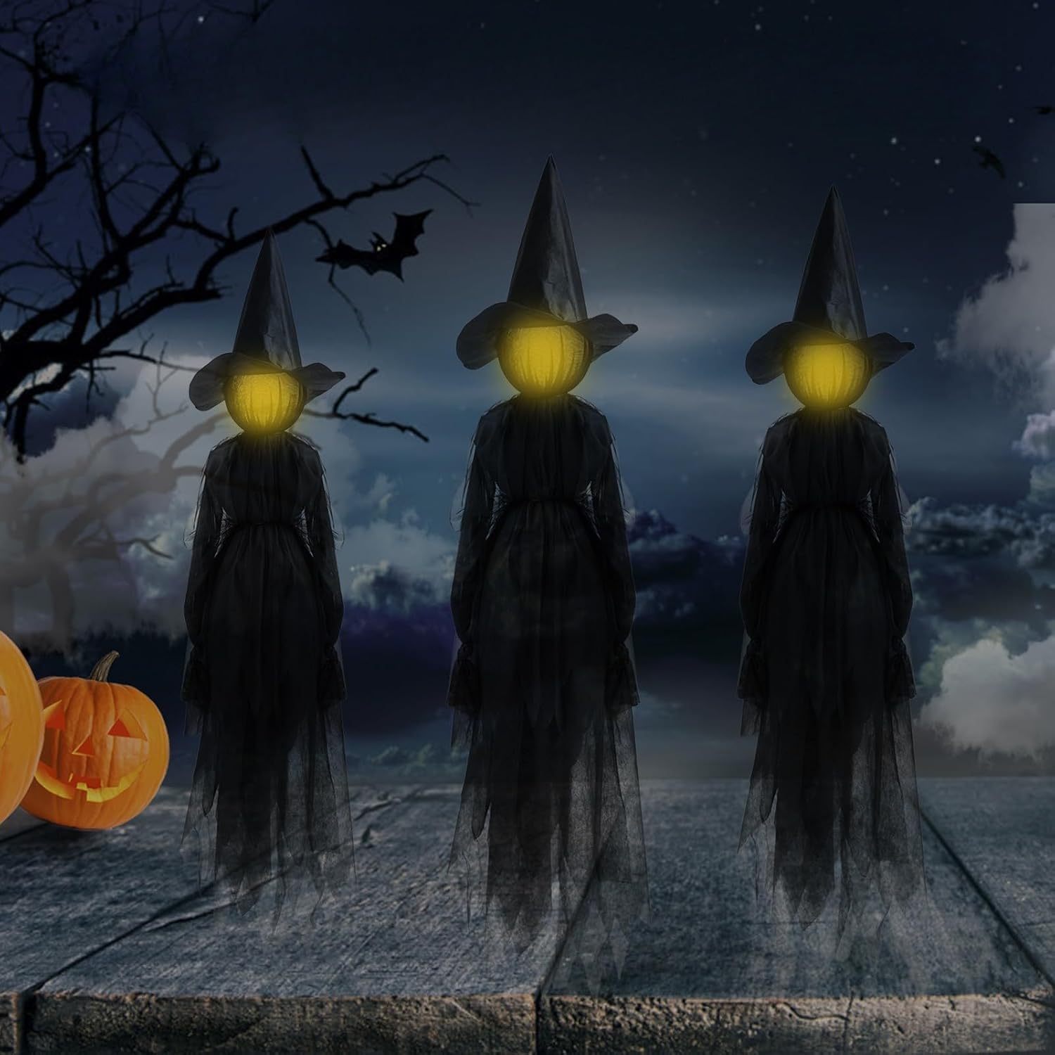 Amazon.com: Glowing Witch Decoration for Halloween – Color-Changing LED ...