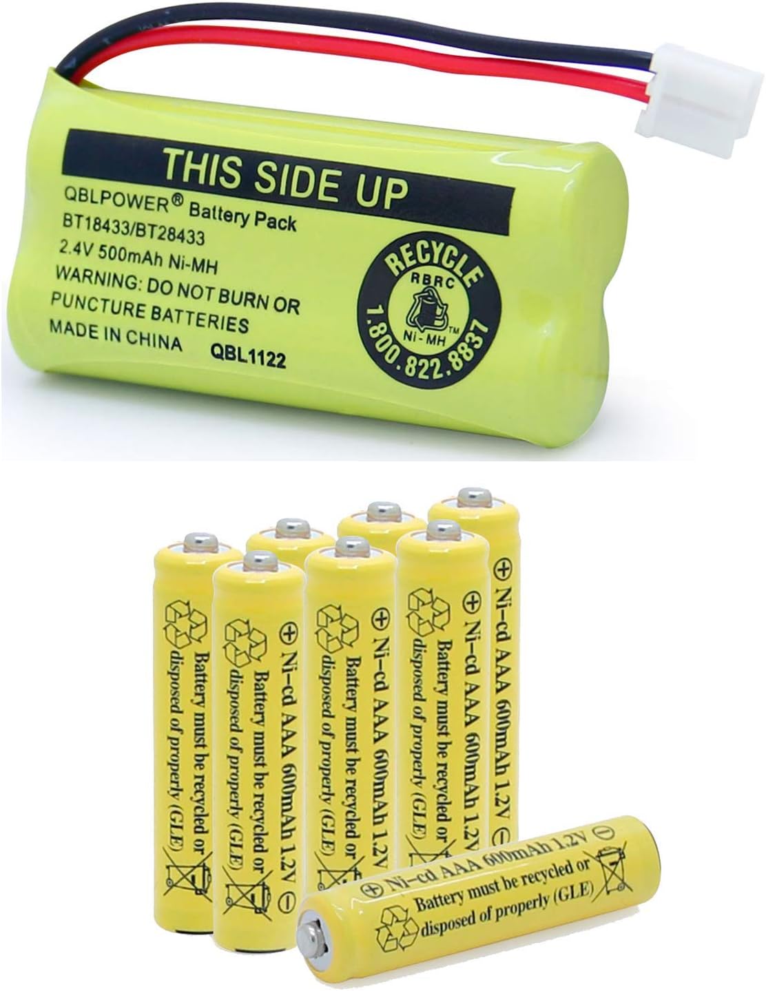 Amazon.com: QBLPOWER BT18433/BT28433 2.4V 500mAh Ni-Mh Cordless Phone ...
