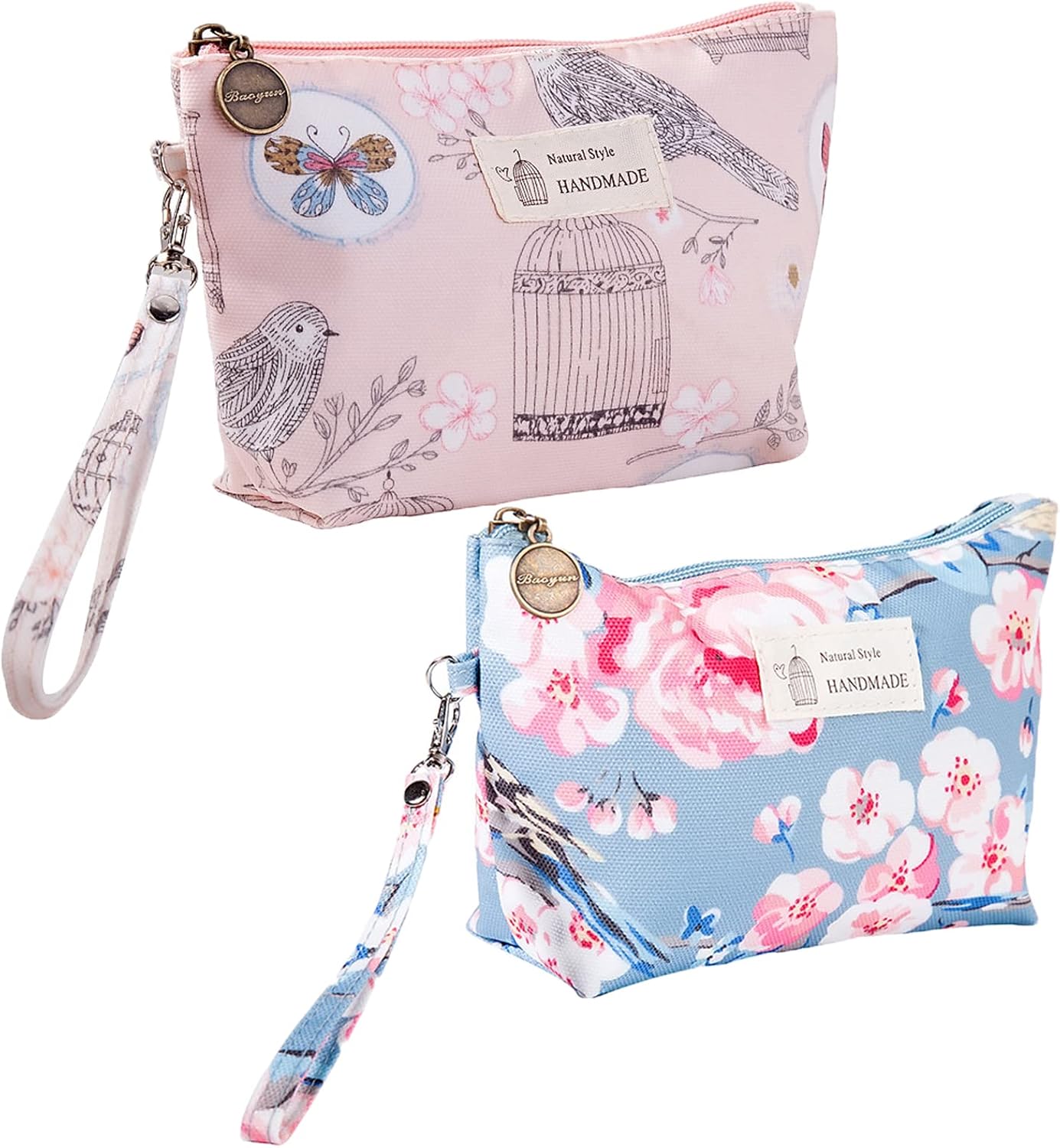 Amazon.com : Qikuver Canvas Cosmetic Bags, 2 Pieces Cosmetic Bags for ...